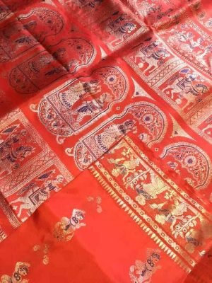 Maroon Bridal Swarnachari Shari - OnlineNaksha